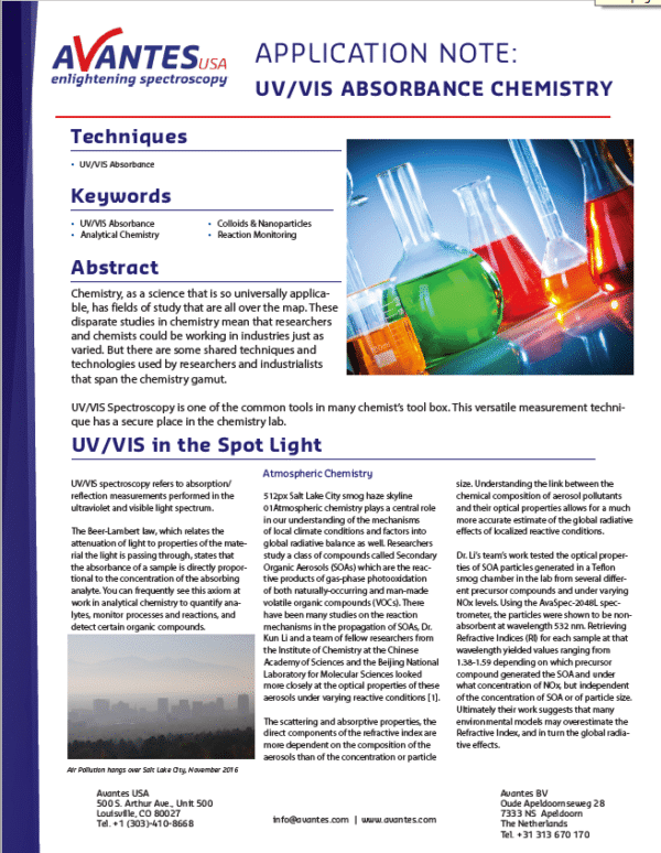 UV Visible Spectrometry Applications in Chemistry - Avantes